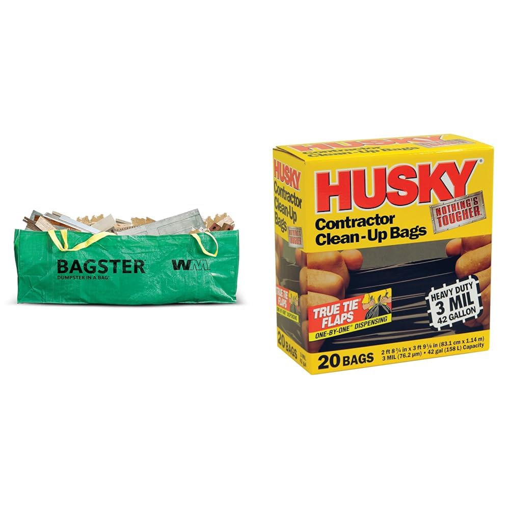BAGSTER 3CUYD Dumpster in a Bag holds up to 3,300 lb, Green & Husky ...
