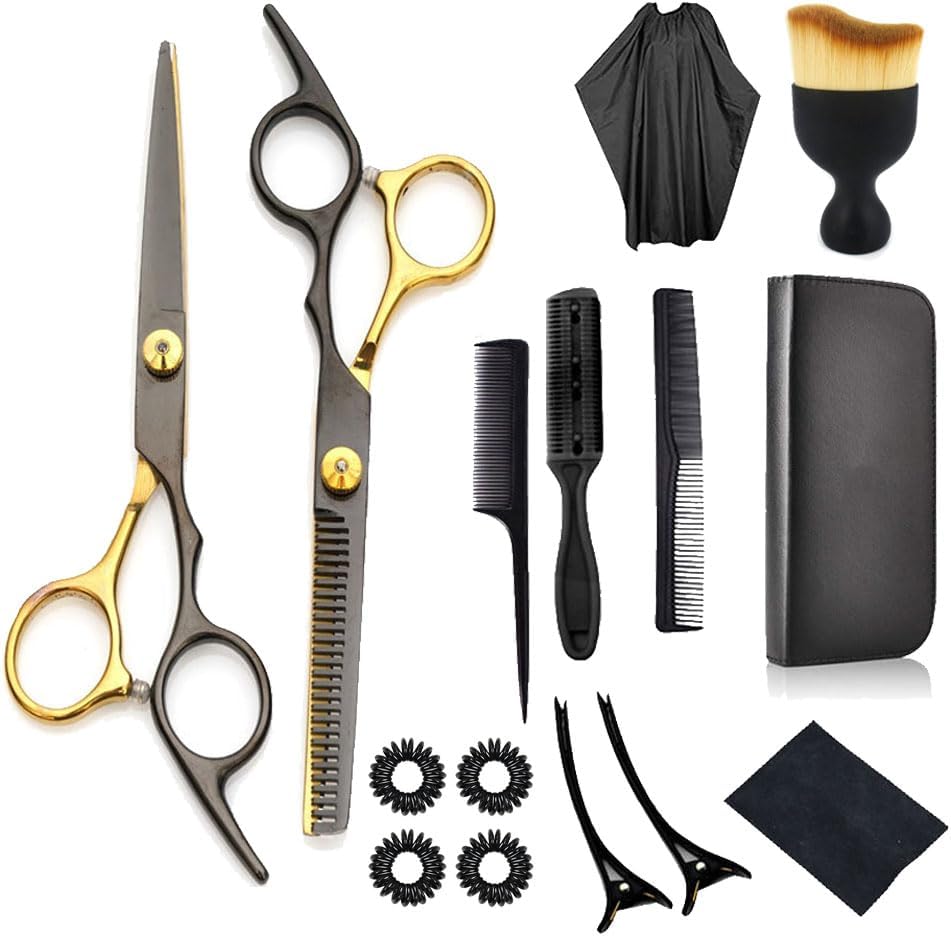 Hair Cutting Scissors Shears Kits 15 Pcs Professional Hairdressing Set ...