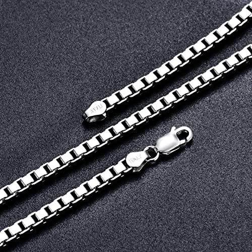 Snapklik.com : 925 Sterling Silver Box Chains For Men 2mm Silver Box ...