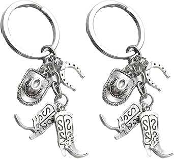 TAYCZGQL 2 Pcs Cowboy Keychain Western Cowgirl Key Chains Set Genuine ...