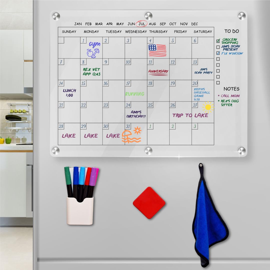Amazon.com : ZENONVAULT Fridge Calendar - Acrylic Calendar for Fridge ...