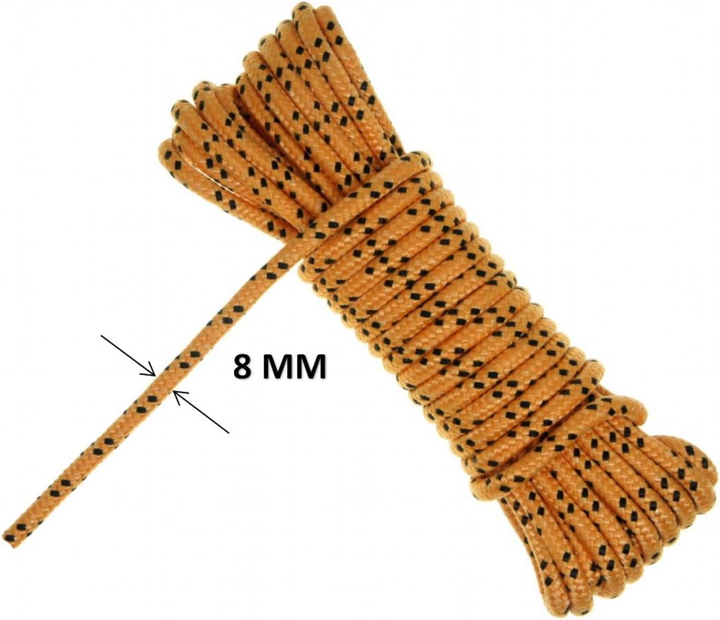 8 mm x 10 m orange polypropylene rope with diamond braid, cable rope ...