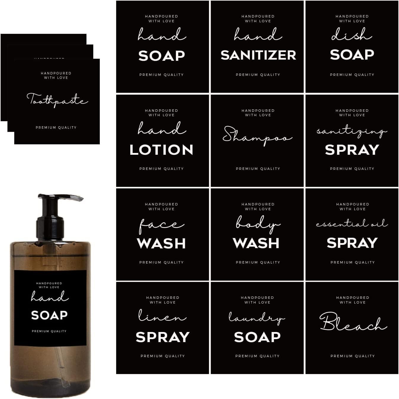 24 PCS White Waterproof Labels for Bottles, Shampoo and Conditioner ...