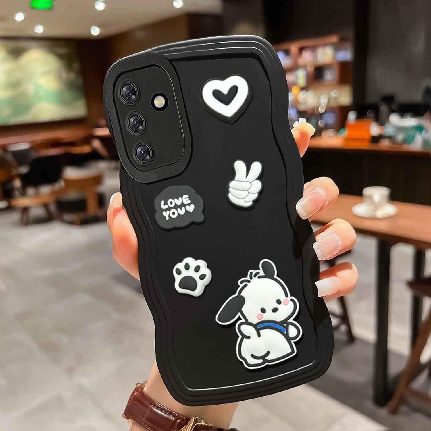 KC Back Cover for Samsung Galaxy M14 5G, 3D Cute Curly Wave Cartoon Characters and Puppy ...