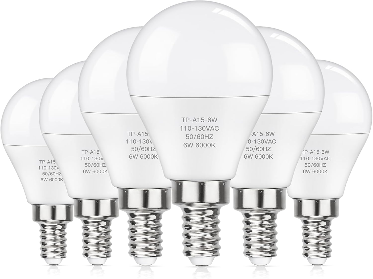 MAXvolador E12 LED 60W Equivalent Cool White 6000K Ceiling Fan Bulbs ...