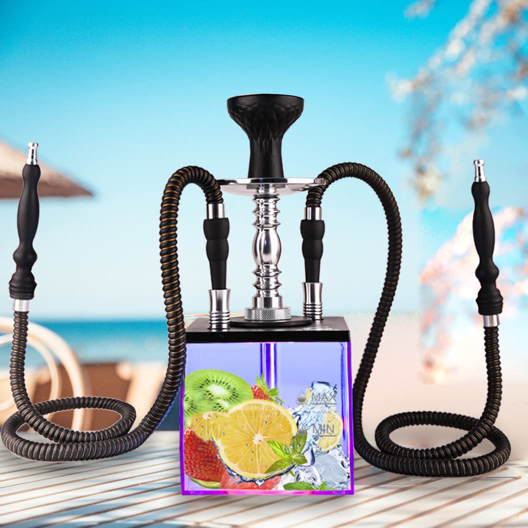 Hookah Set 2 Hose With Case Organizing- MRPAPA Cube Hookah Large ...
