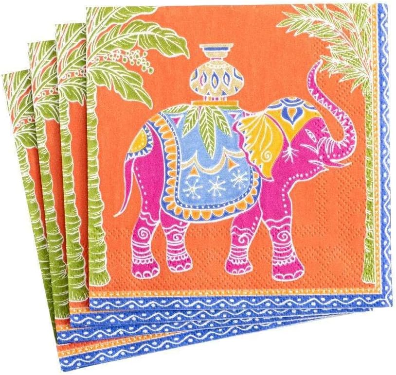 Amazon.com | Caspari Royal Elephant Paper Cocktail Napkins in Orange ...
