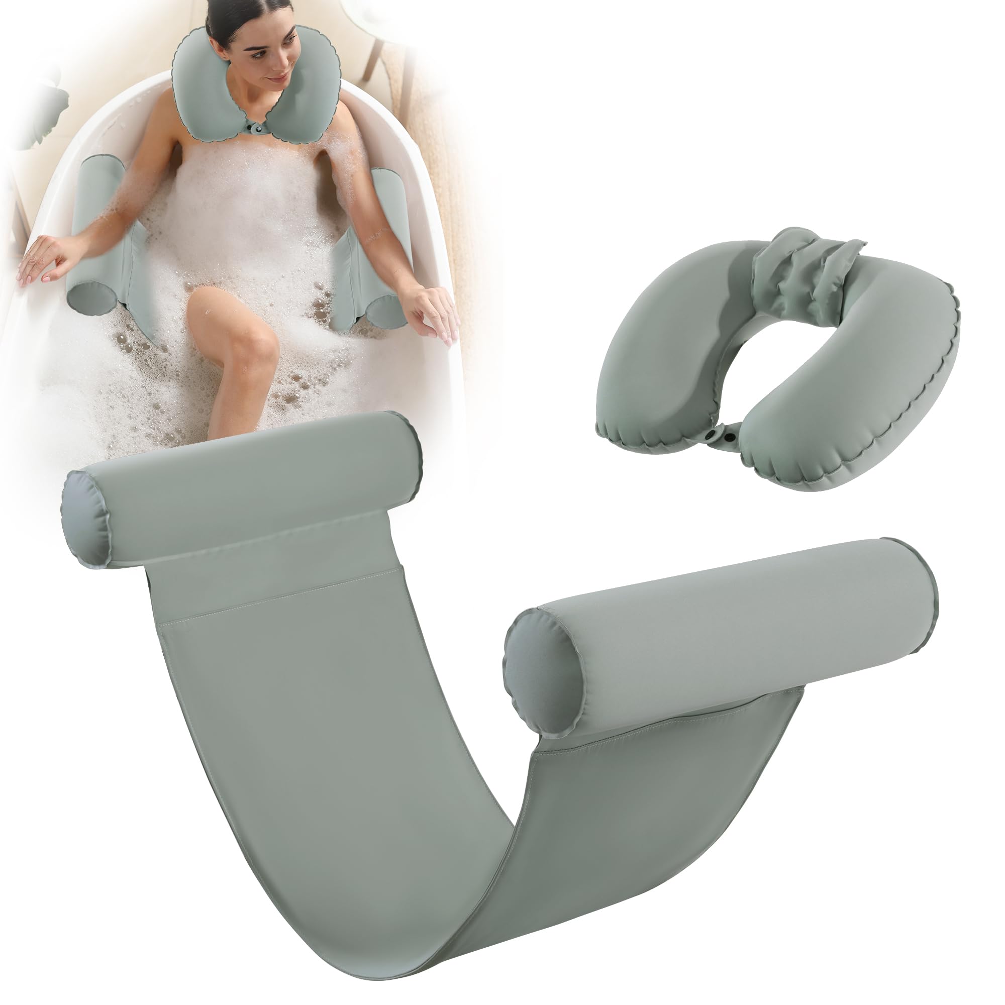 Amazon.com: MABOZOO Inflatable Full Body Bath Pillow, Bathtub Pillow ...