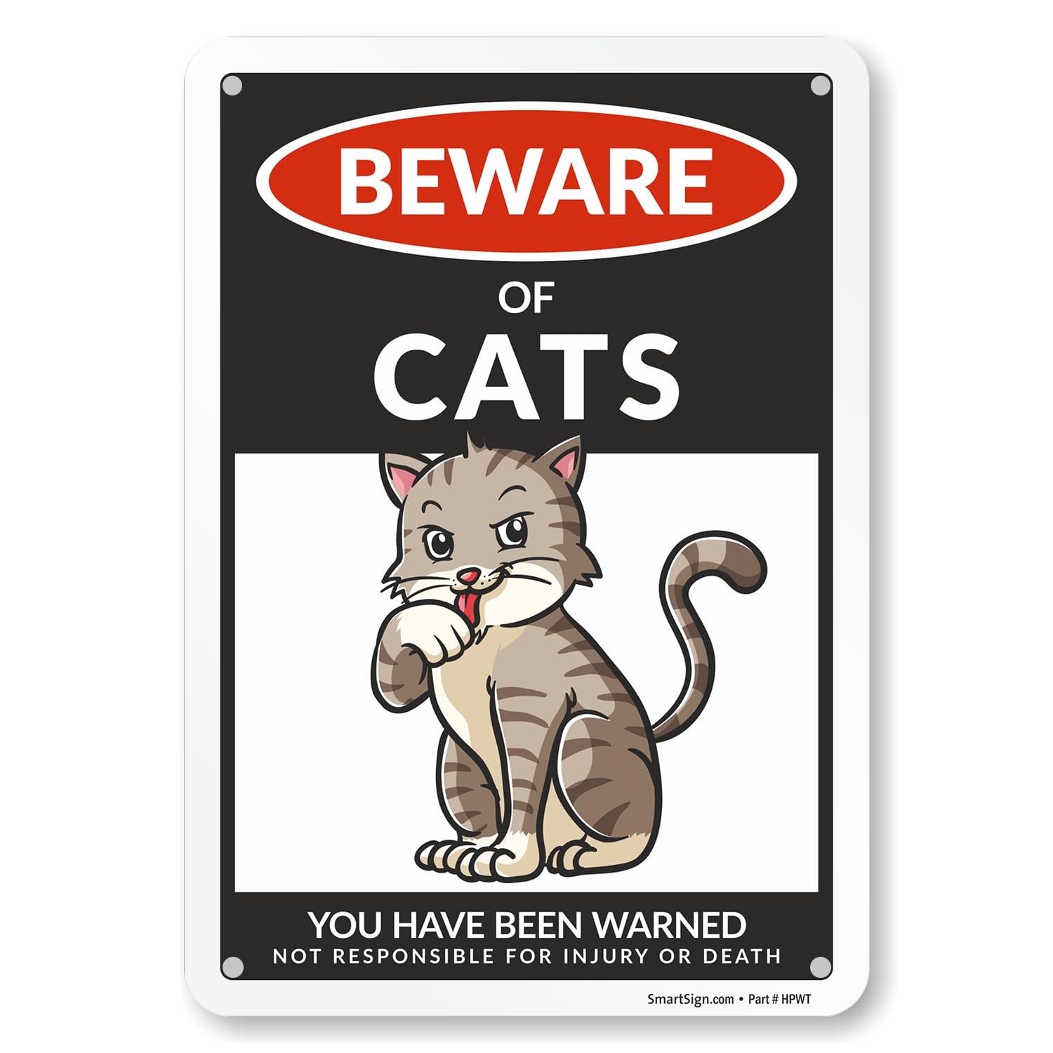 Amazon.com: SmartSign Funny Beware Of Cats Warning Sign - 10"x7", 40 ...