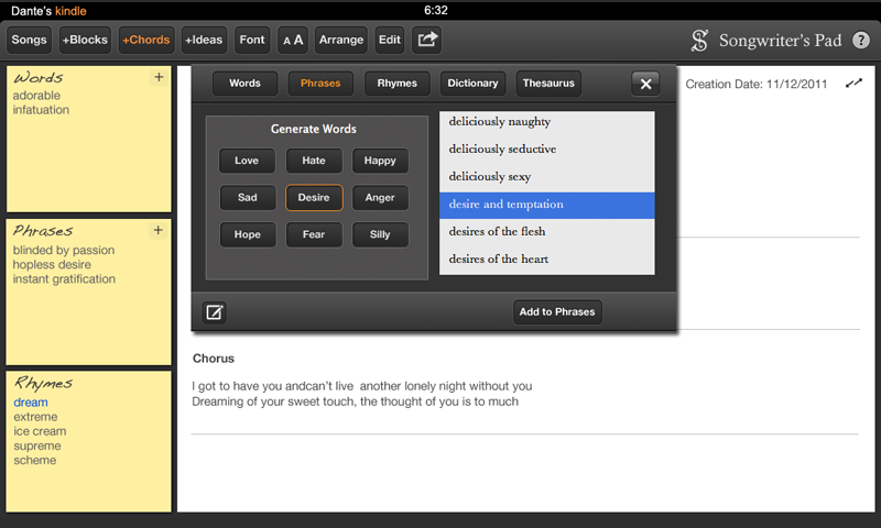 Songwriter's Pad - Songwriting App with Rhyme Dictionary - App on the ...