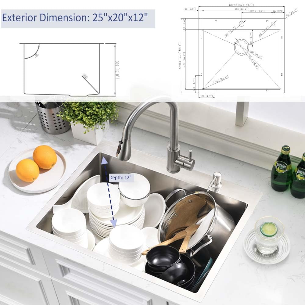 Snapklik.com : 25 Inch Stainless Steel Utility Sink Drop In-Hovheir ...