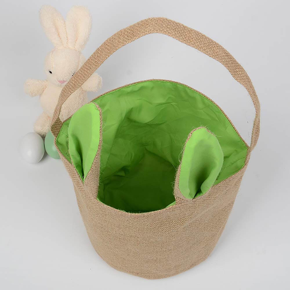 KEFAN 6 Pack Easter Bunny Baskets, Jute Burlap Bunny Ear Tote Baskets ...