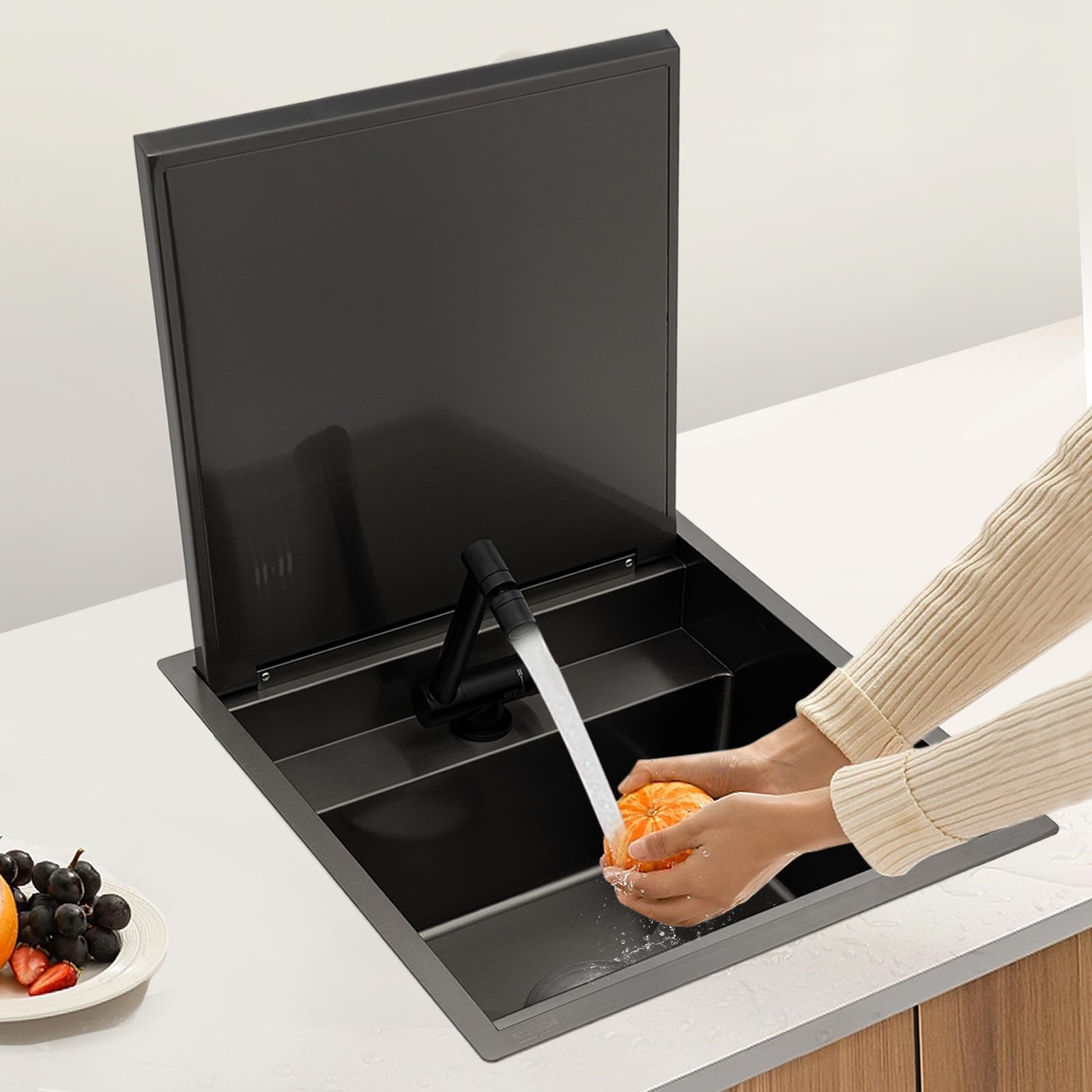 Black Hidden Drop in Undermount Bar Sink,Single Bowl Kitchen Bar Sink ...