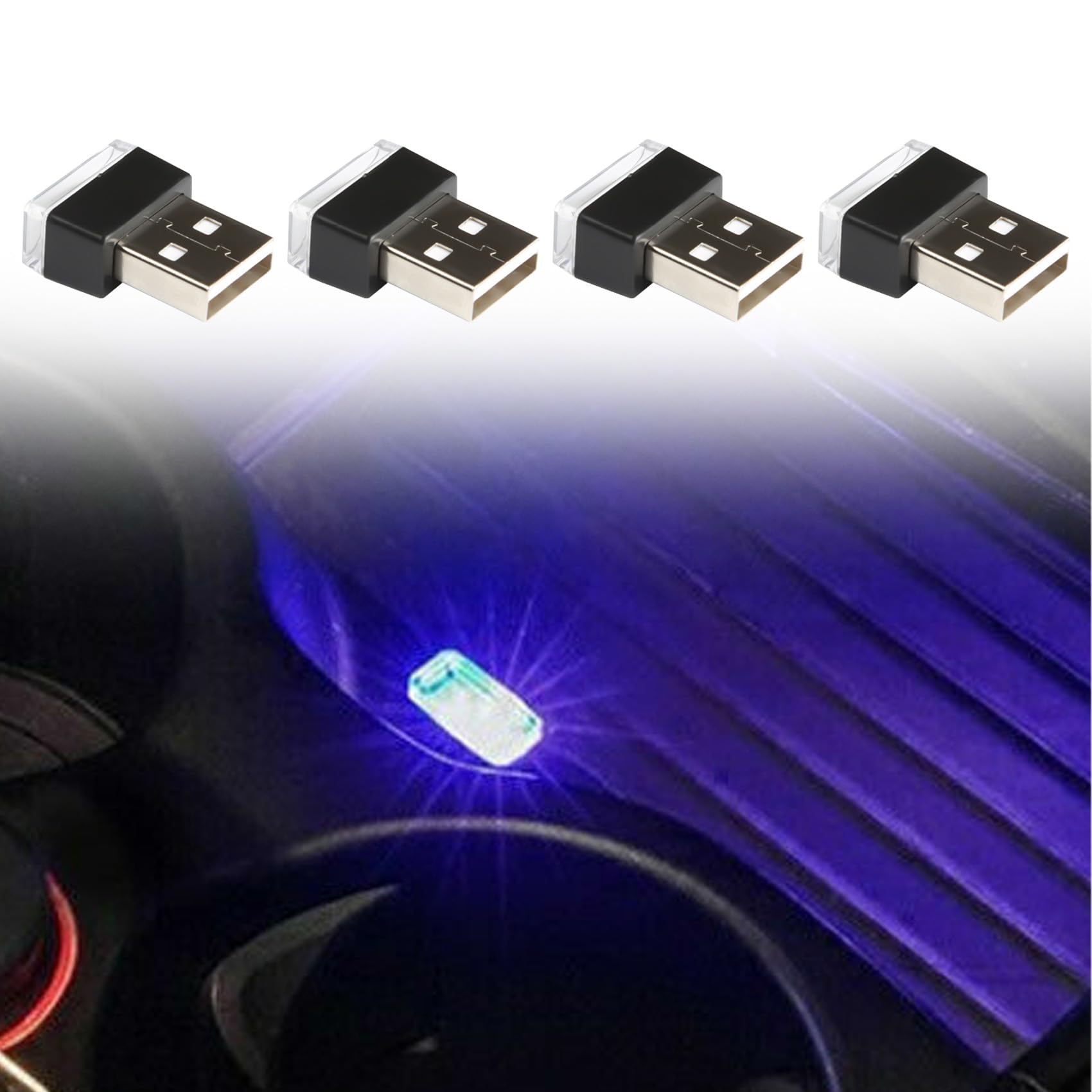 Amazon.com: Middrivr 4PCS USB LED Car Interior Atmosphere Lights, Plug ...