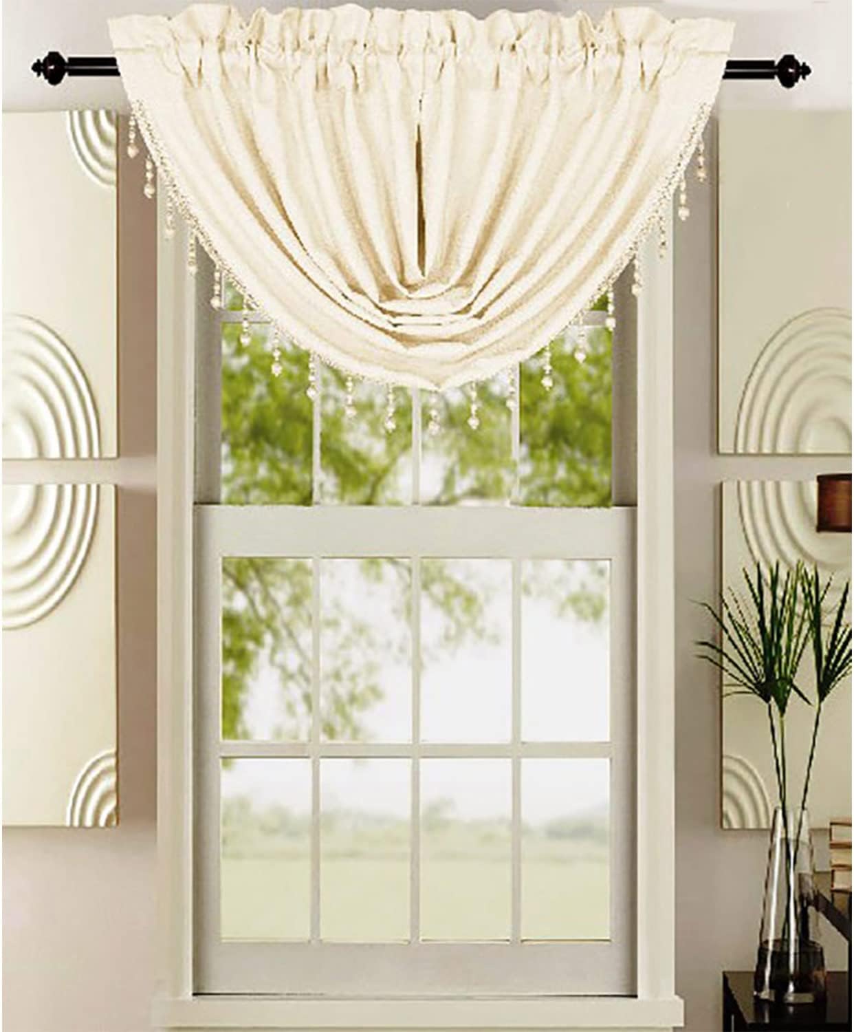 Amazon.com: PREMIUS Leah Jacquard Textured Window Panel & Waterfall ...