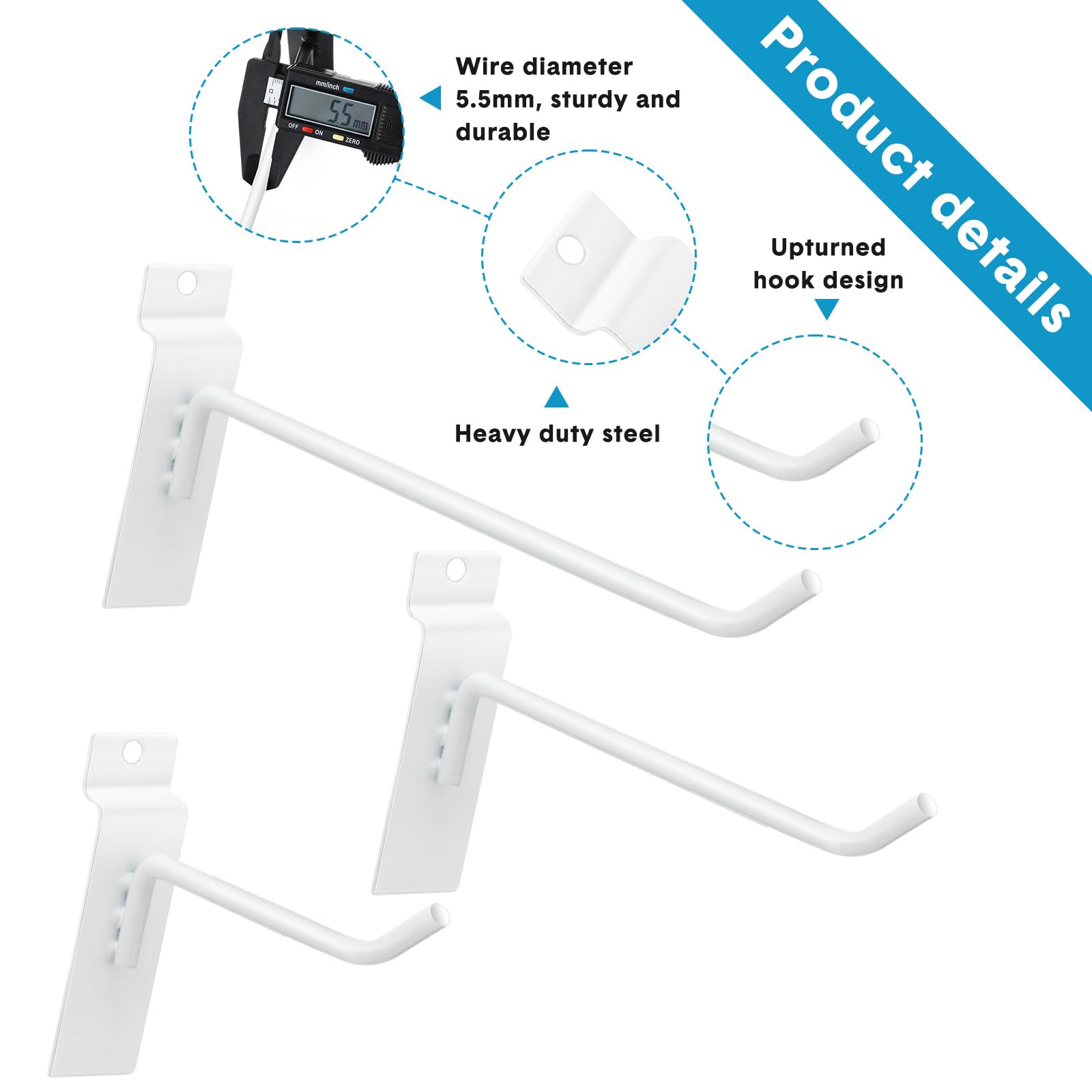 Snapklik.com : Slatwall Hooks 24 Pcs 4/6/8 Inch Slatwall Accessories ...