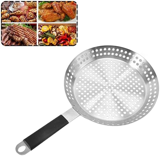 KOET BBQ Frying Pan, Stainless Steel Grill Tray Non Stick Barbecue ...
