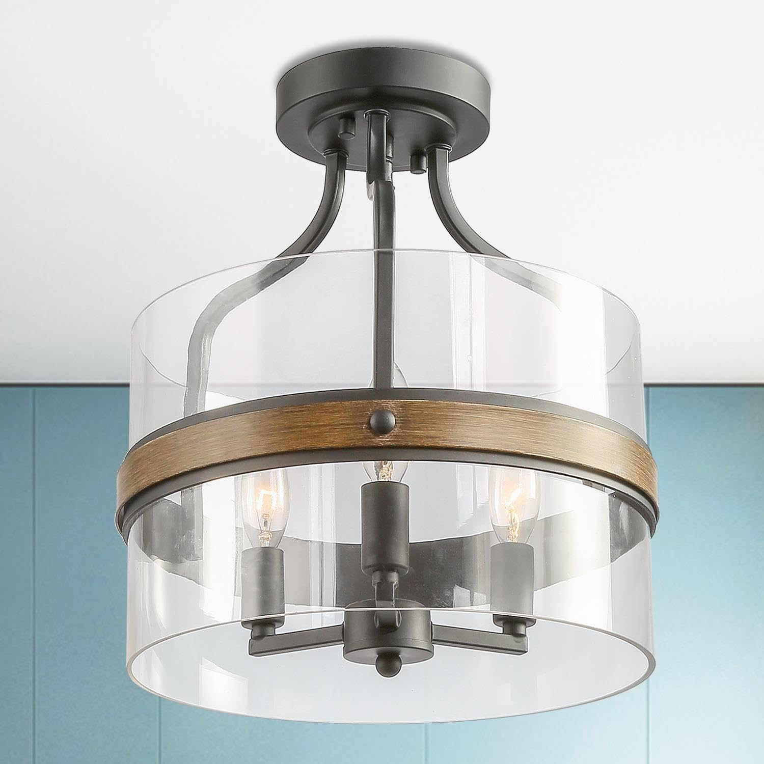 Farmhouse Semi Flush Mount Ceiling Lighting, Close to Ceiling Light ...