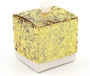 Amazon.com: 25 Gold 2 in Mini Gift Boxes Sequin Glittered Favor Holders ...