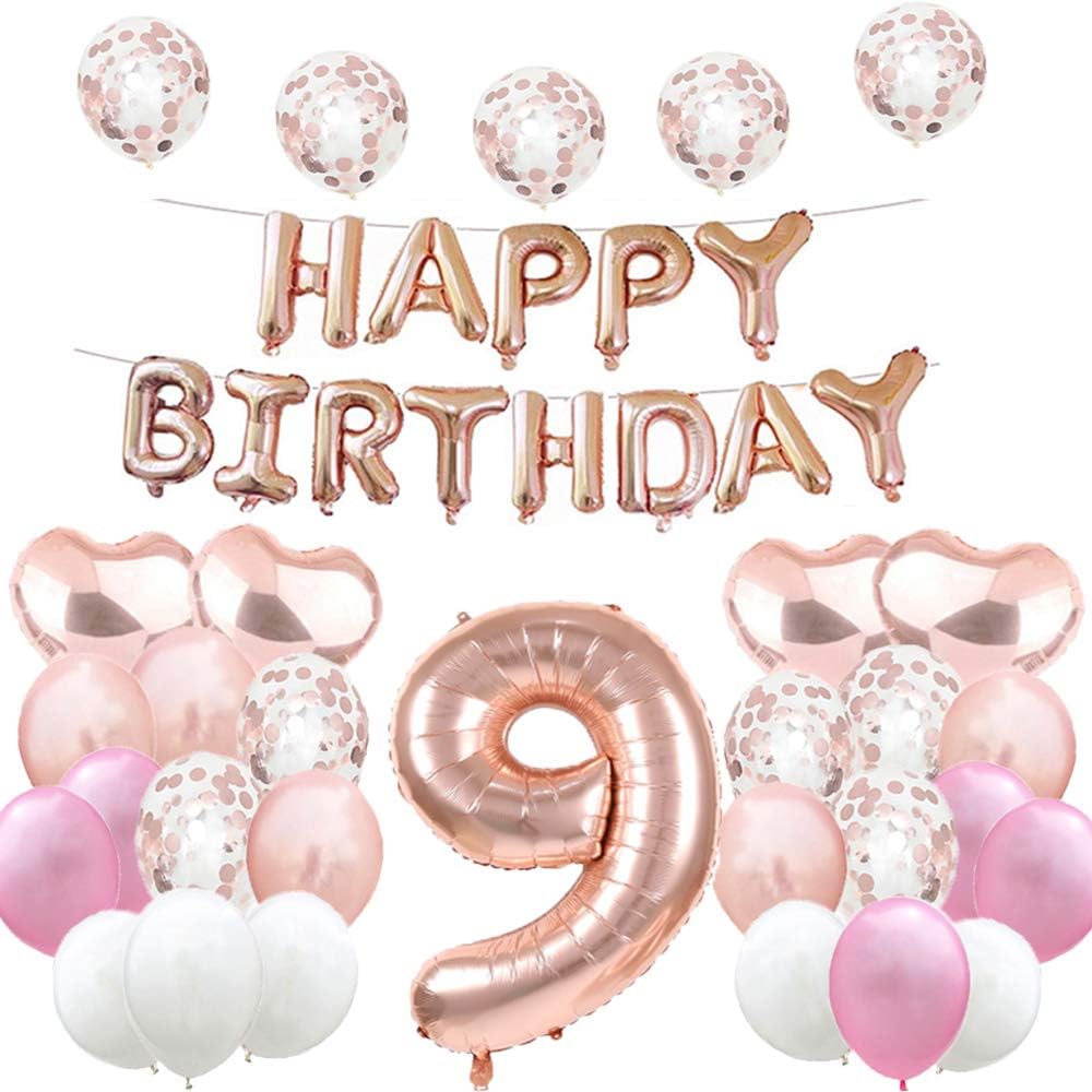 Amazon.com: WXLWXZ Sweet 9th Birthday Balloon 9th Birthday Decorations ...