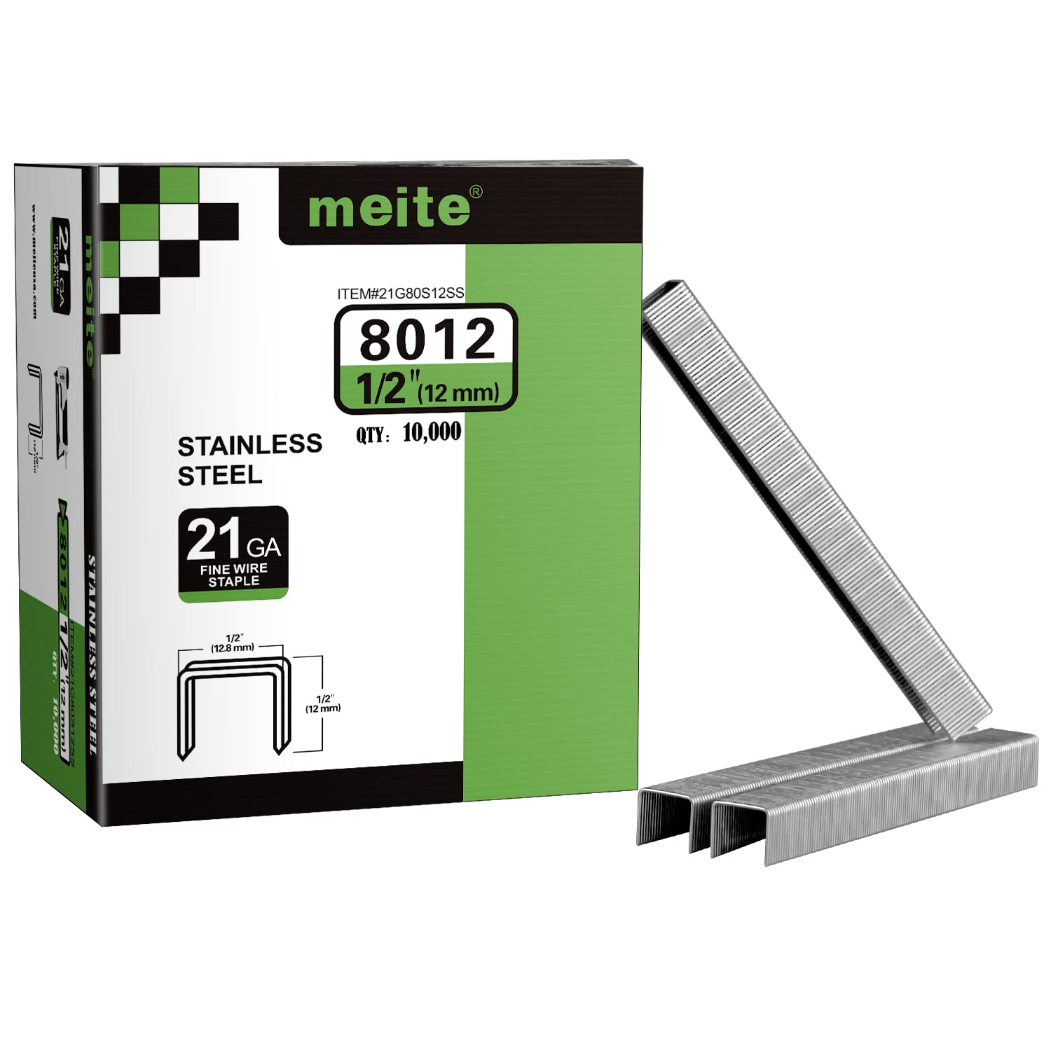 meite – Grapas de acero inoxidable 304, calibre 21, calibre 12 pulgadas ...