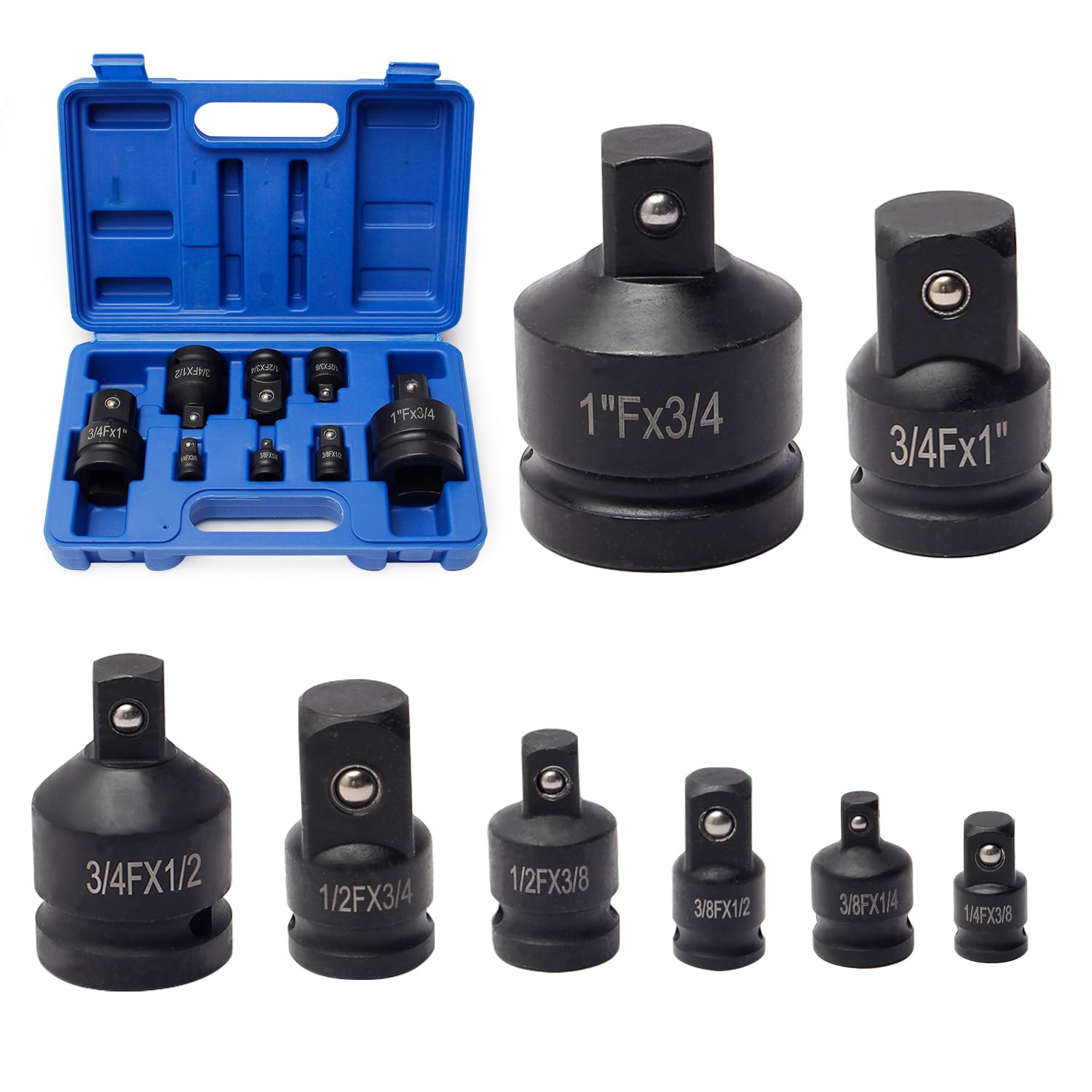 Snapklik.com : Mriuuod 8 Piece Impact Socket Adapter And Reducer Set, 1 ...