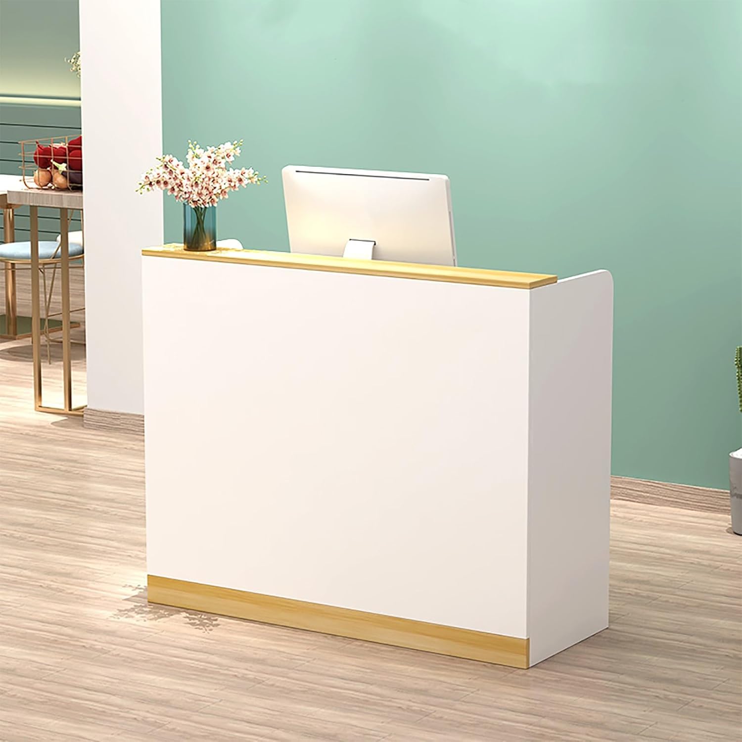 Amazon.com: BEBANE Reception Desk with Counter Modern Front Table with ...