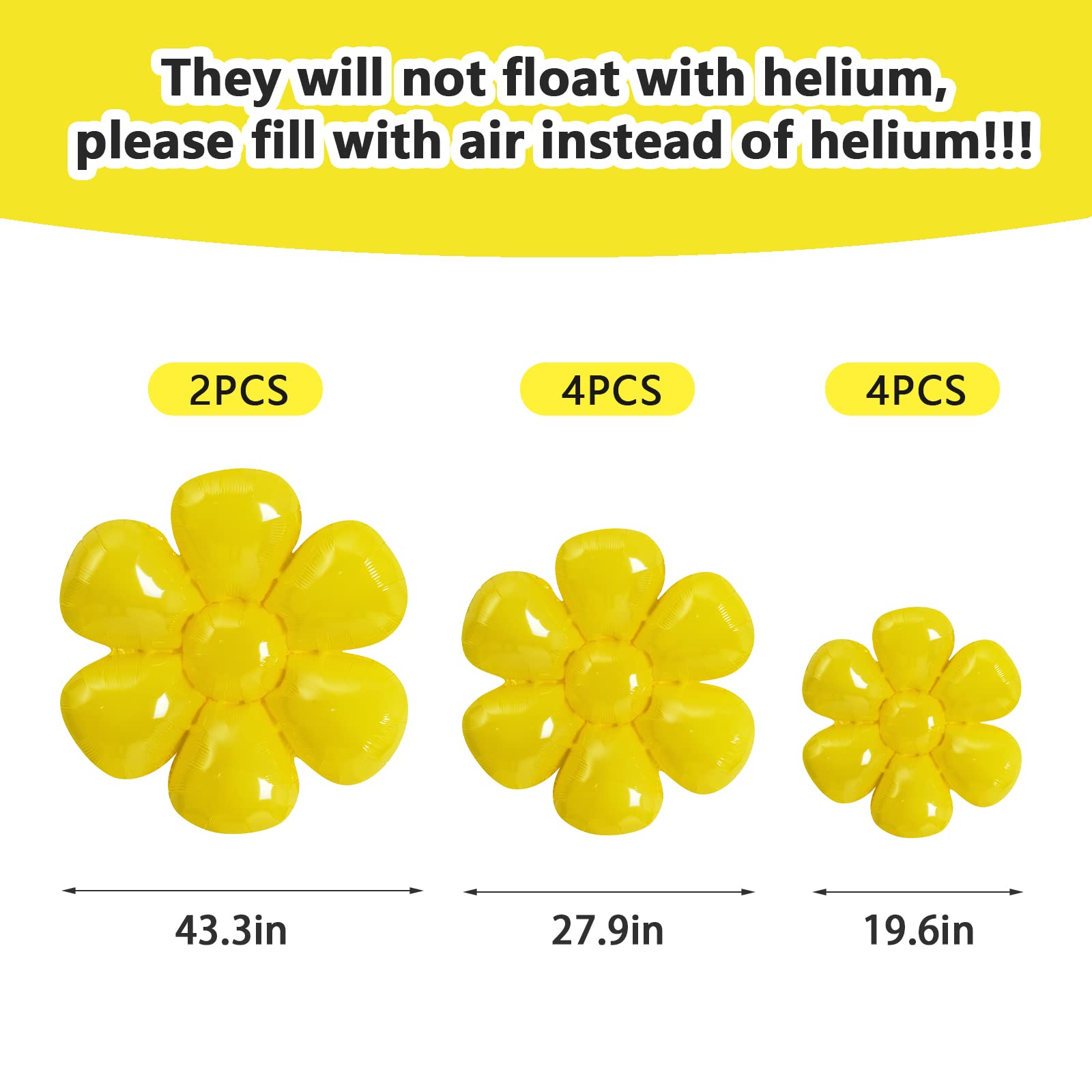Snapklik.com : ACCEVO Yellow Flower Balloons 10pcs Daisy Balloons ...