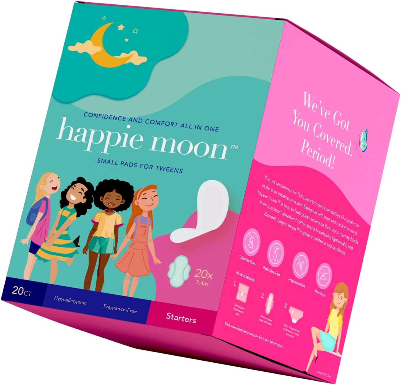 Amazon.com: Happie Moon Tween Pads | Starters Organic Cotton Topsheet ...