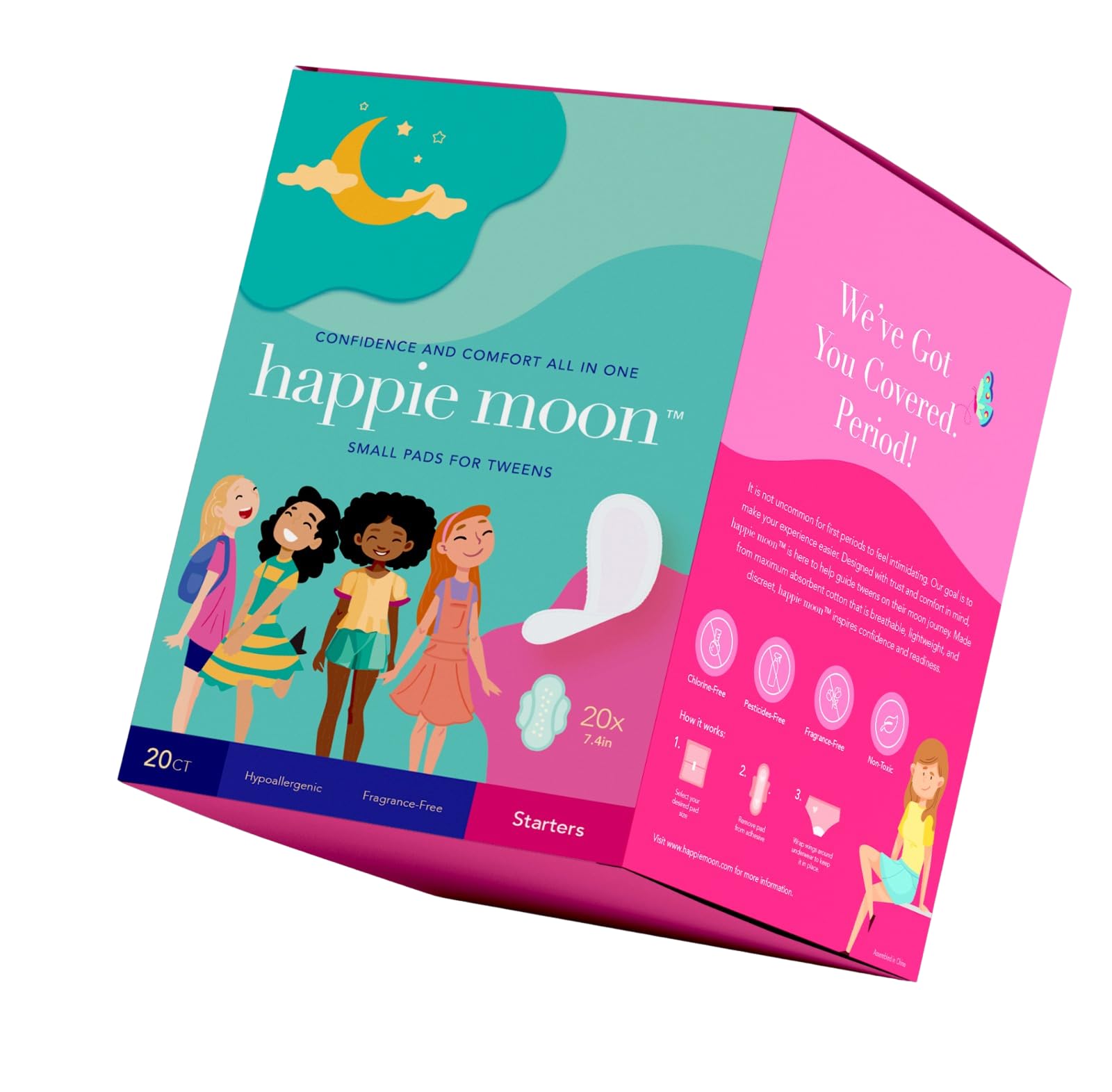 Amazon.com: Happie Moon Tween Pads | Starters Organic Cotton Topsheet ...