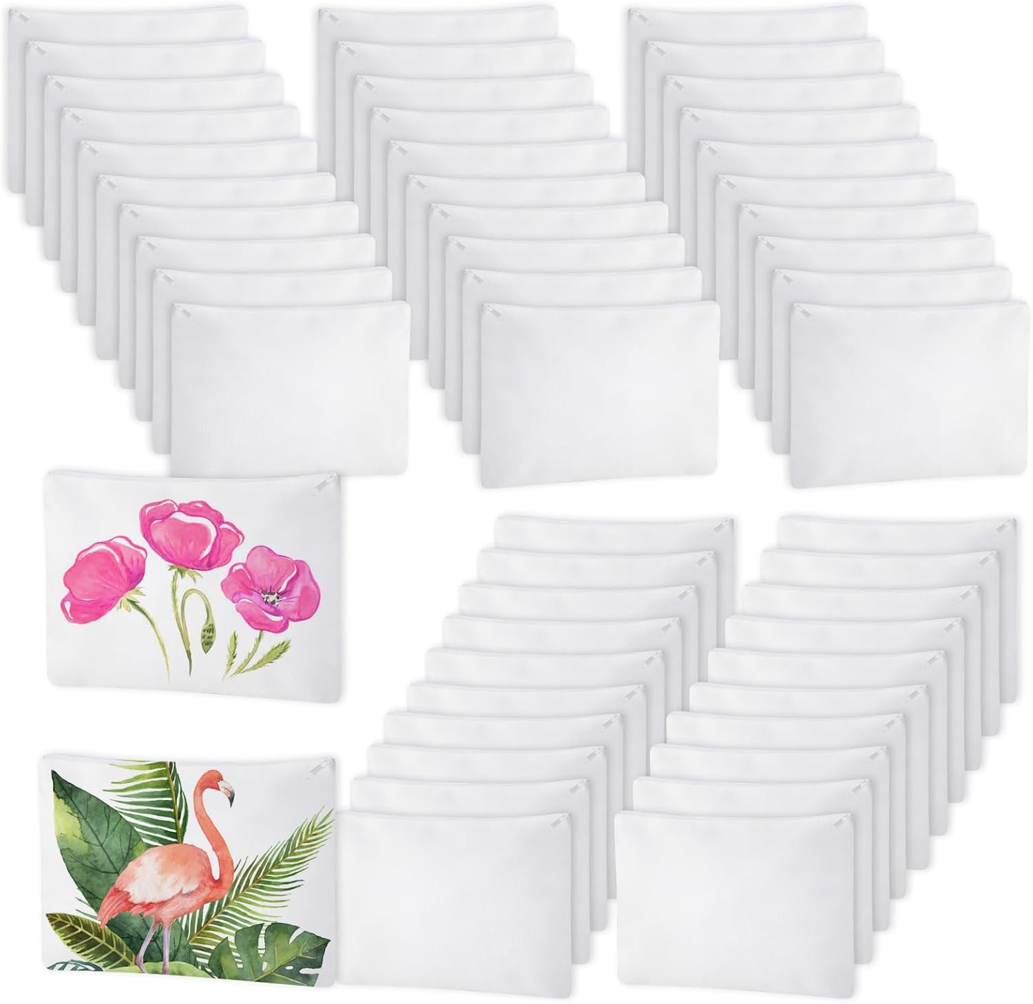 50 Pieces Sublimation Cosmetic Bags Blank Canvas Makeup Bags with ...