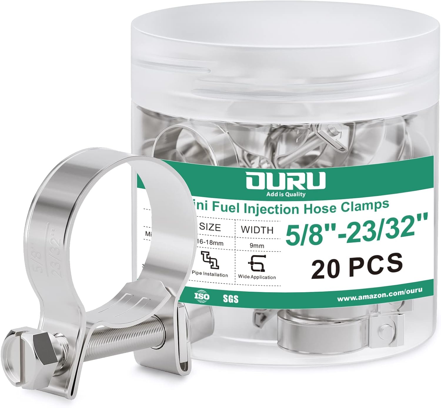 Amazon.com: OURU Fuel Line Clamp 304 Stainless Steel,20PCS Adjustable 5 ...