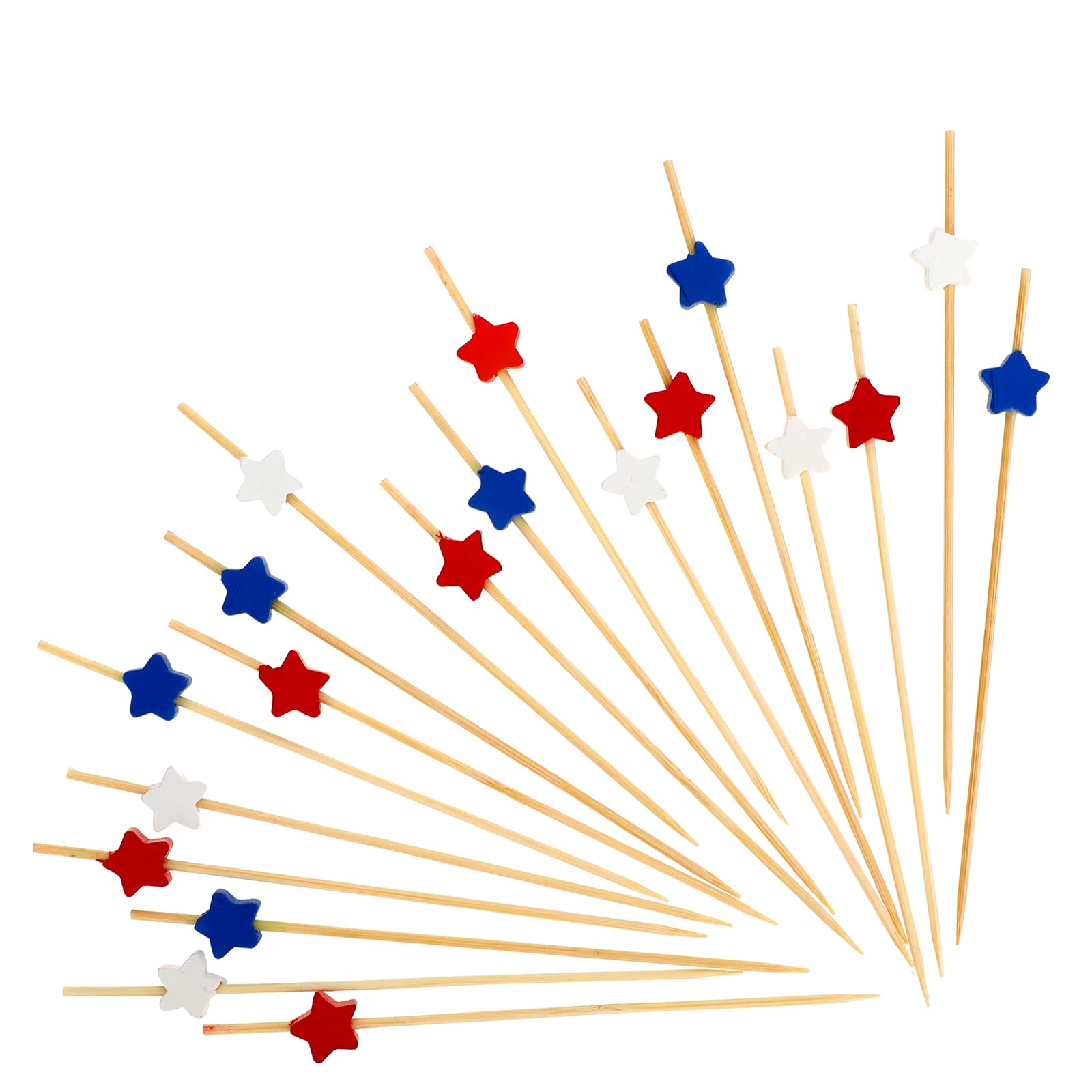 Amazon.com | 100 Pcs Red White Blue Star Cocktail Picks Fruit Sticks, 4 ...