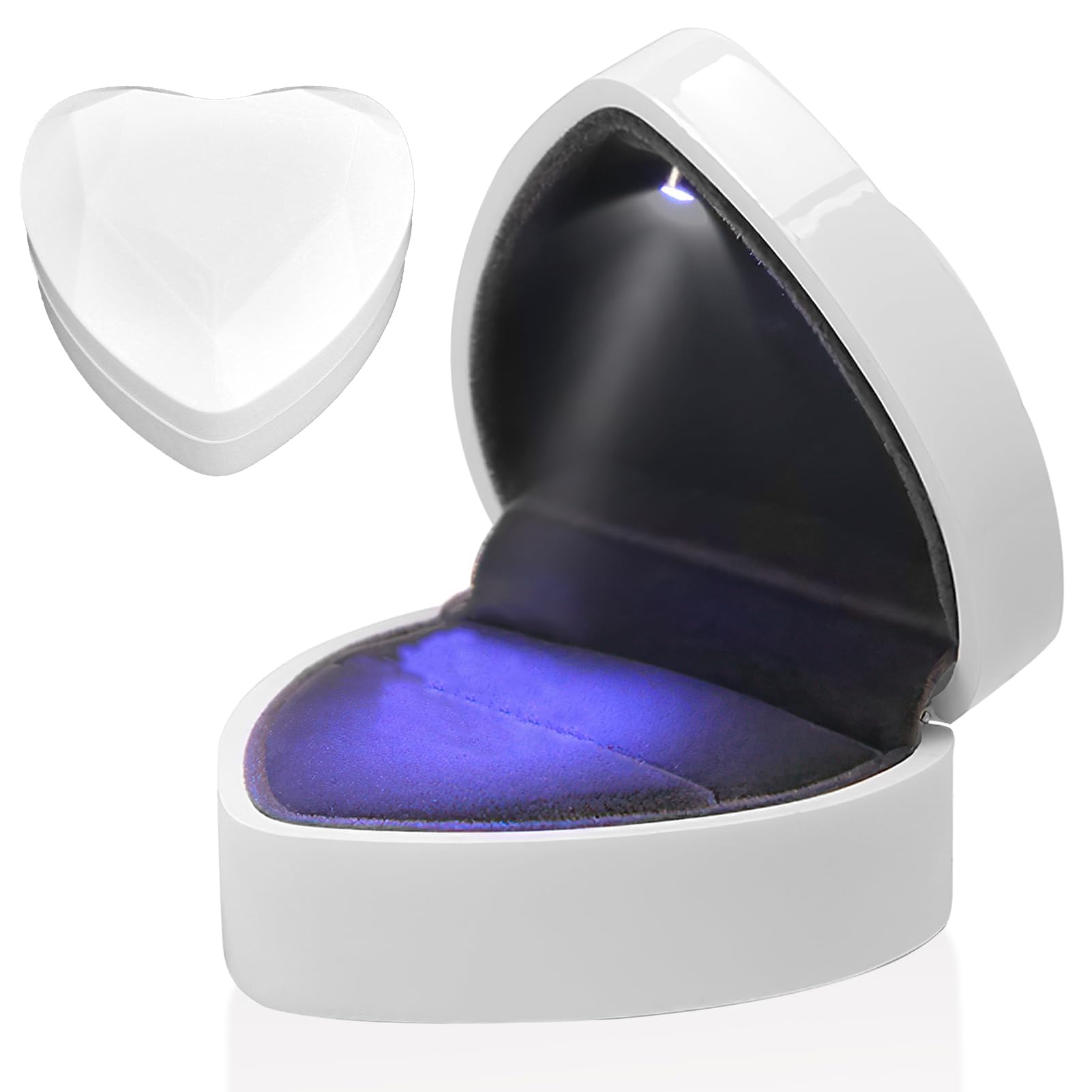 Ring Box With LED Light, Heart Shape Jewellery Gift Box Auto Lighted Up ...