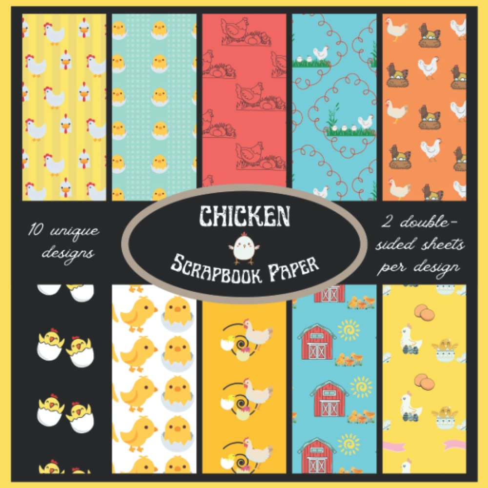 Chicken Scrapbook Paper: Double sided craft paper for cards, origami ...