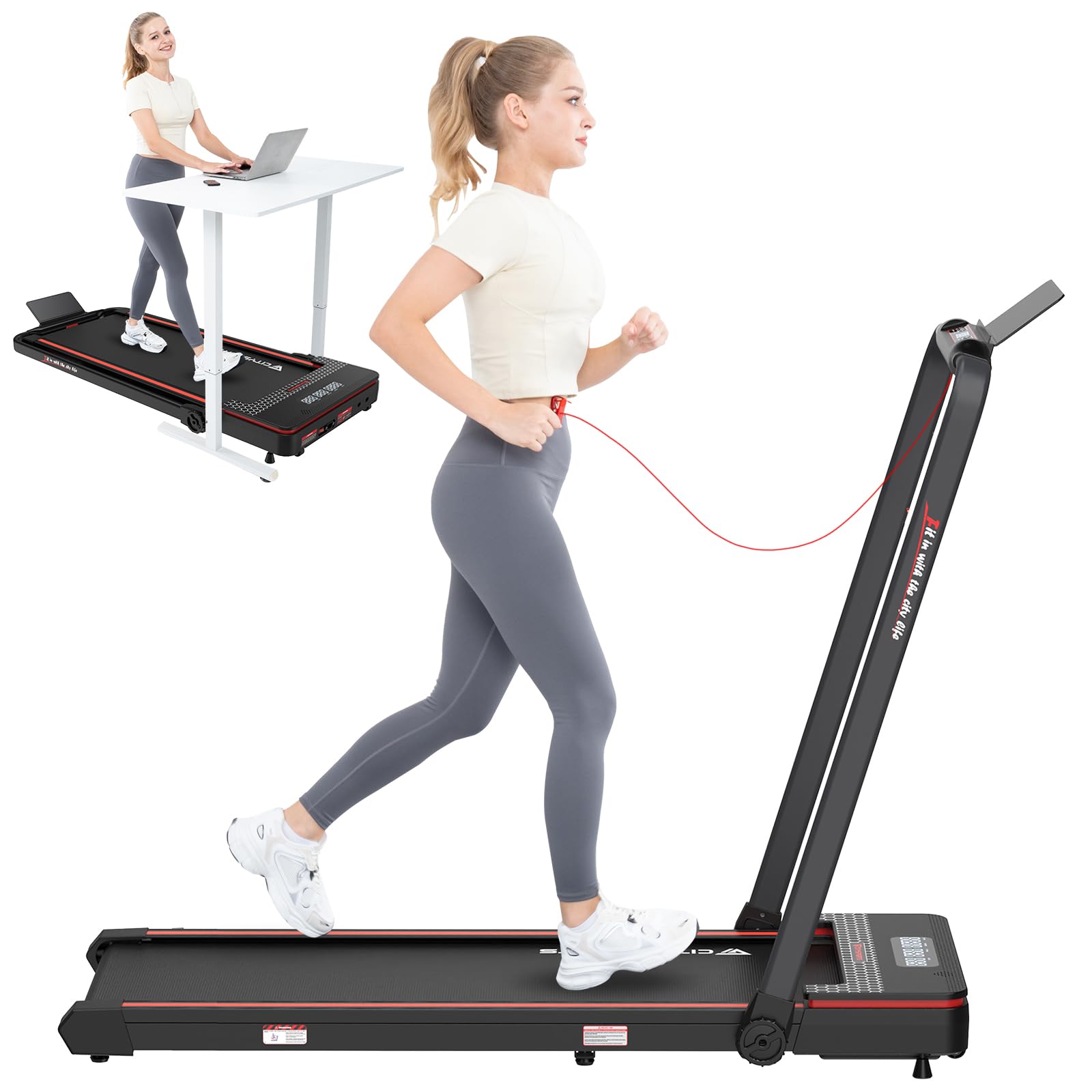 CITYSPORTS Folding Treadmill,12KM/H Portable Walking Pad Treadmill ...