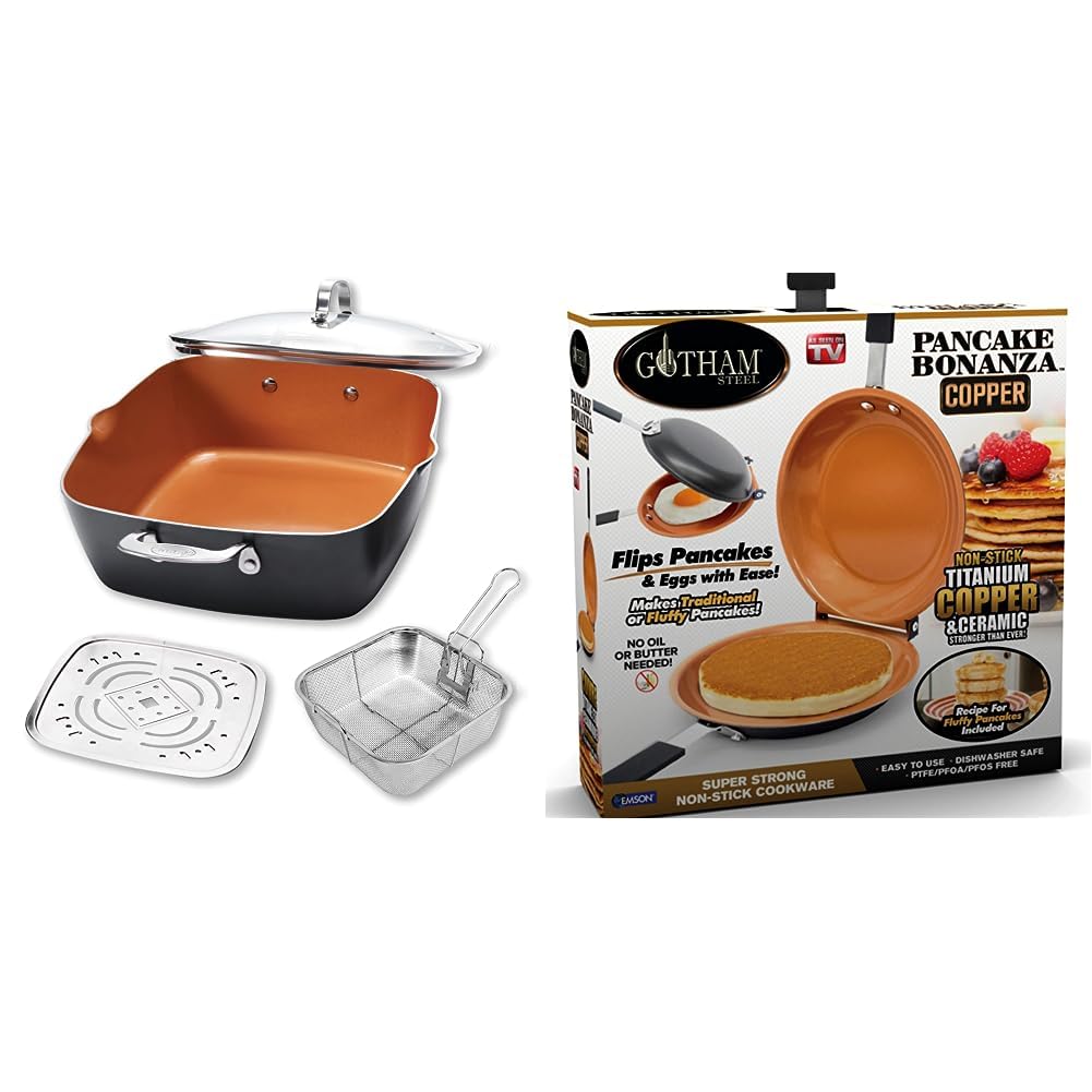 Amazon.com: GOTHAM STEEL - 6 Quart XL Nonstick Copper Deep Square All ...