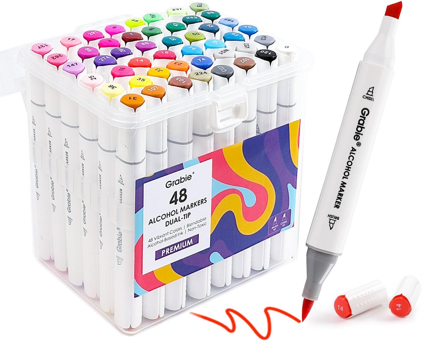Amazon.com: Grabie Alcohol Based Marker with Case and Coloring Book, 48 ...