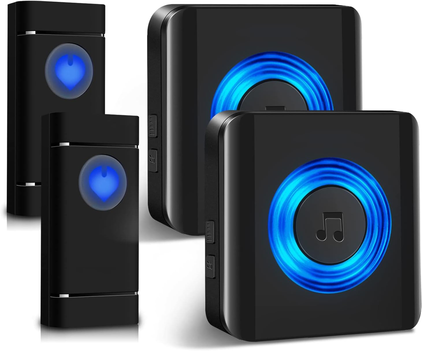 Sonnette sans fil extérieure étanche, 4 récepteurs et 2 émetteurs ...