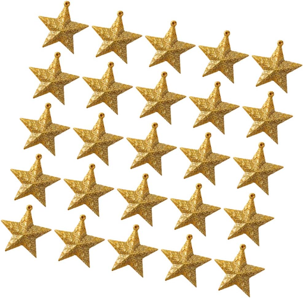 Amazon.com: 36 Pcs Glitter Star Ornaments Christmas Tree Star Ornaments ...