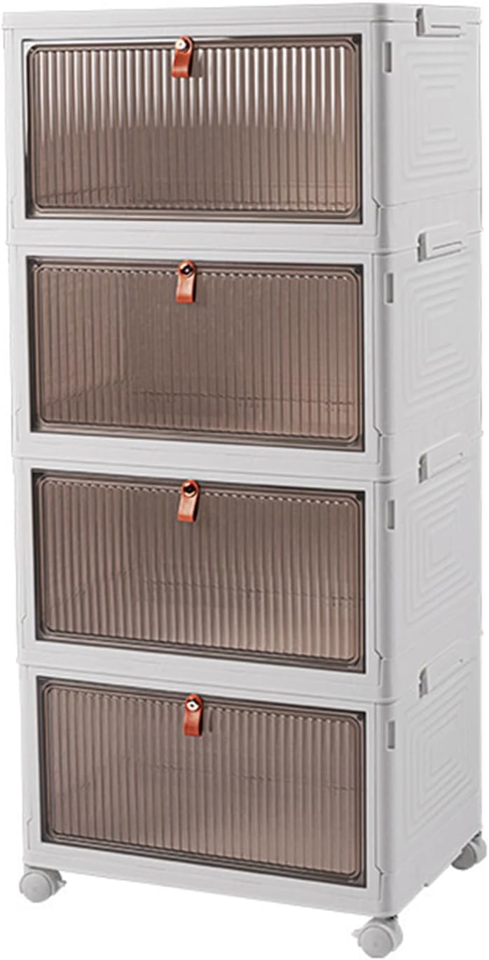 Amazon.com: 4 Tier Stackable Closet Organizers，Storage Bins with lids ...