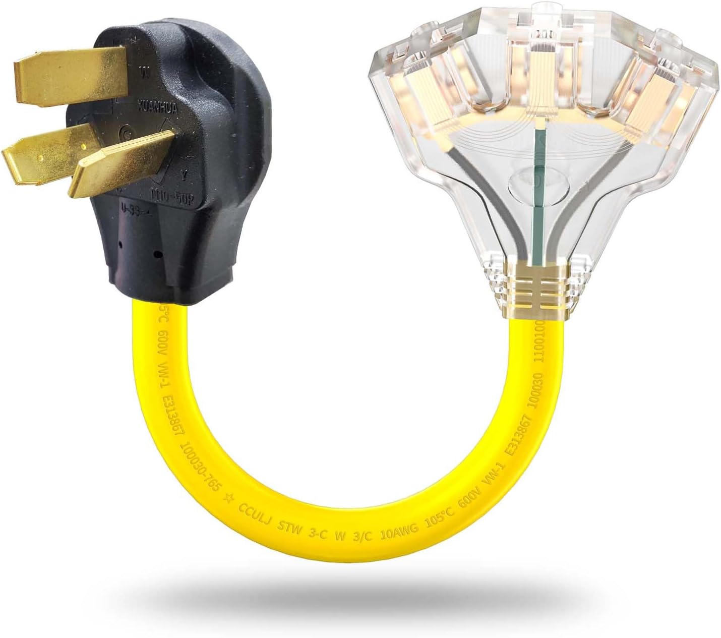 LAVANDINO 3 Prong 220 to 110 Adapter Plug, NEMA 10-50P to 5-15R/5-20R ...