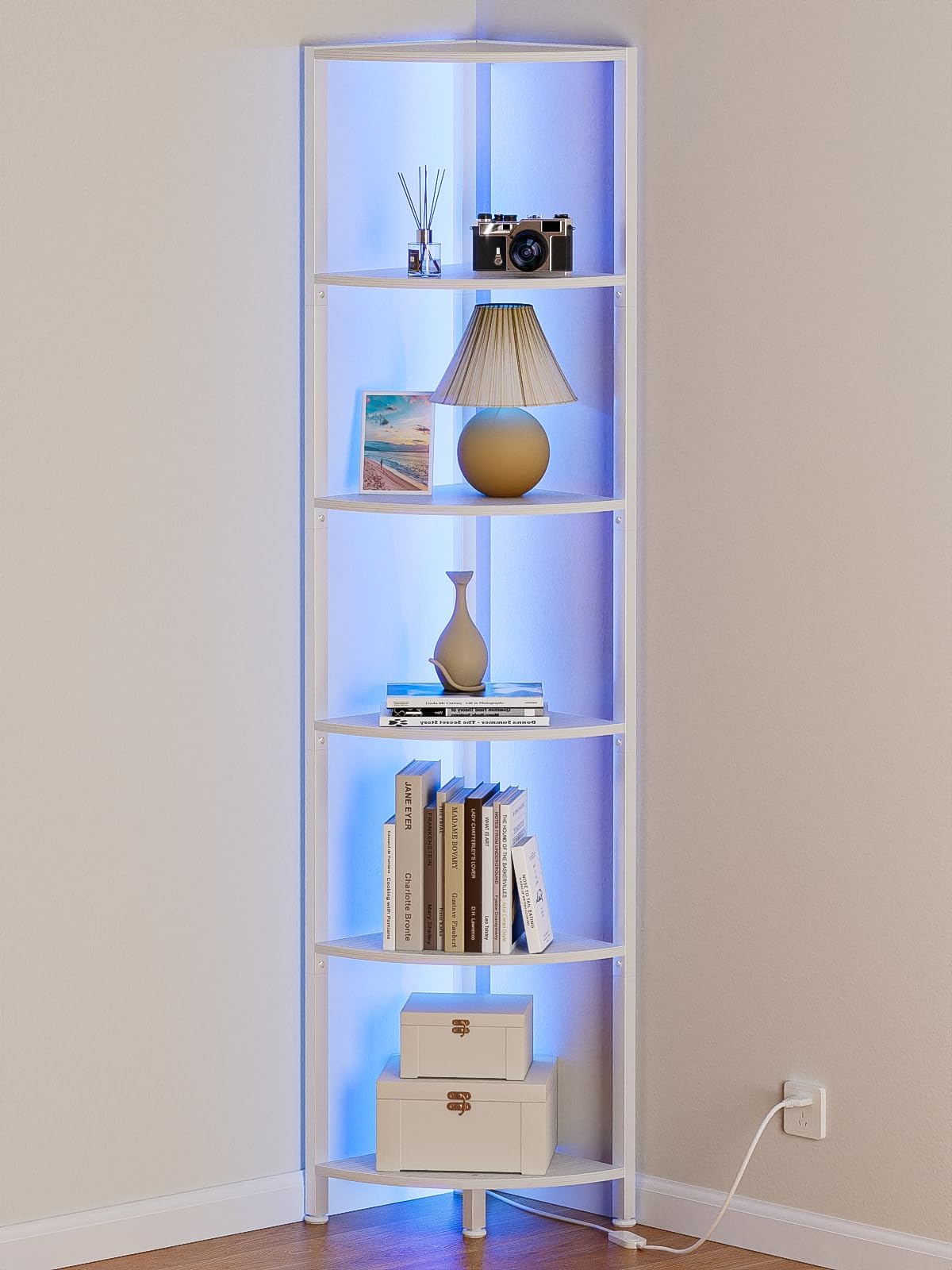 Amazon.com: 8 Tier Corner Shelf with Light, 65" Tall Coner Display ...