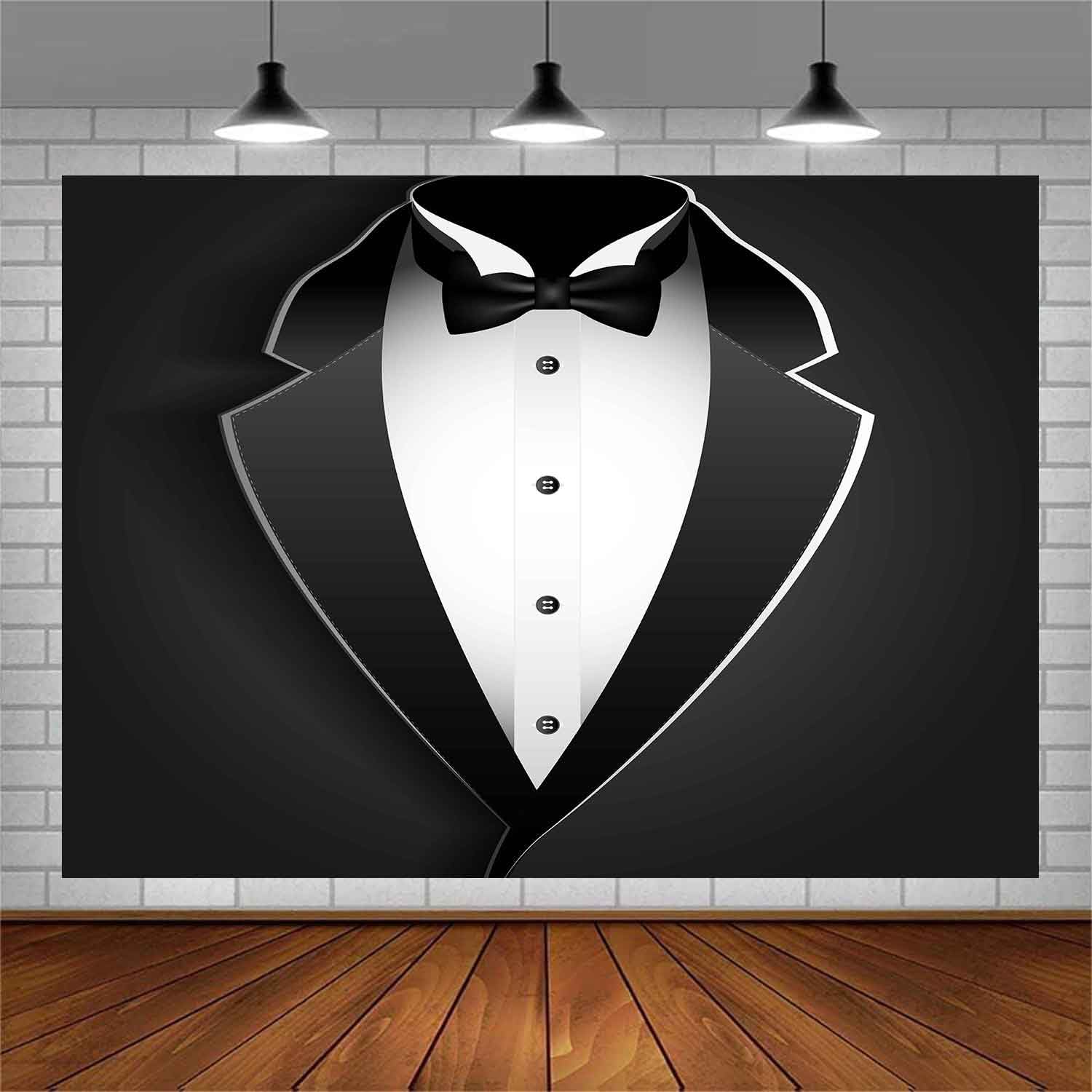 Amazon.com : EMTOBT 8x8FT Gentleman Backdrop Black Tuxedo Backdrop ...