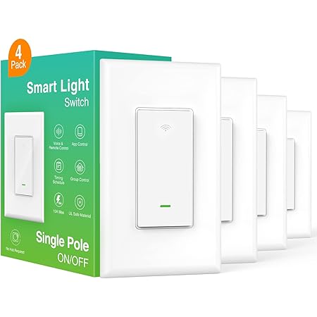 Amazon Basics Single Pole Smart Switch, Neutral Wire Required, 2.4 Ghz ...