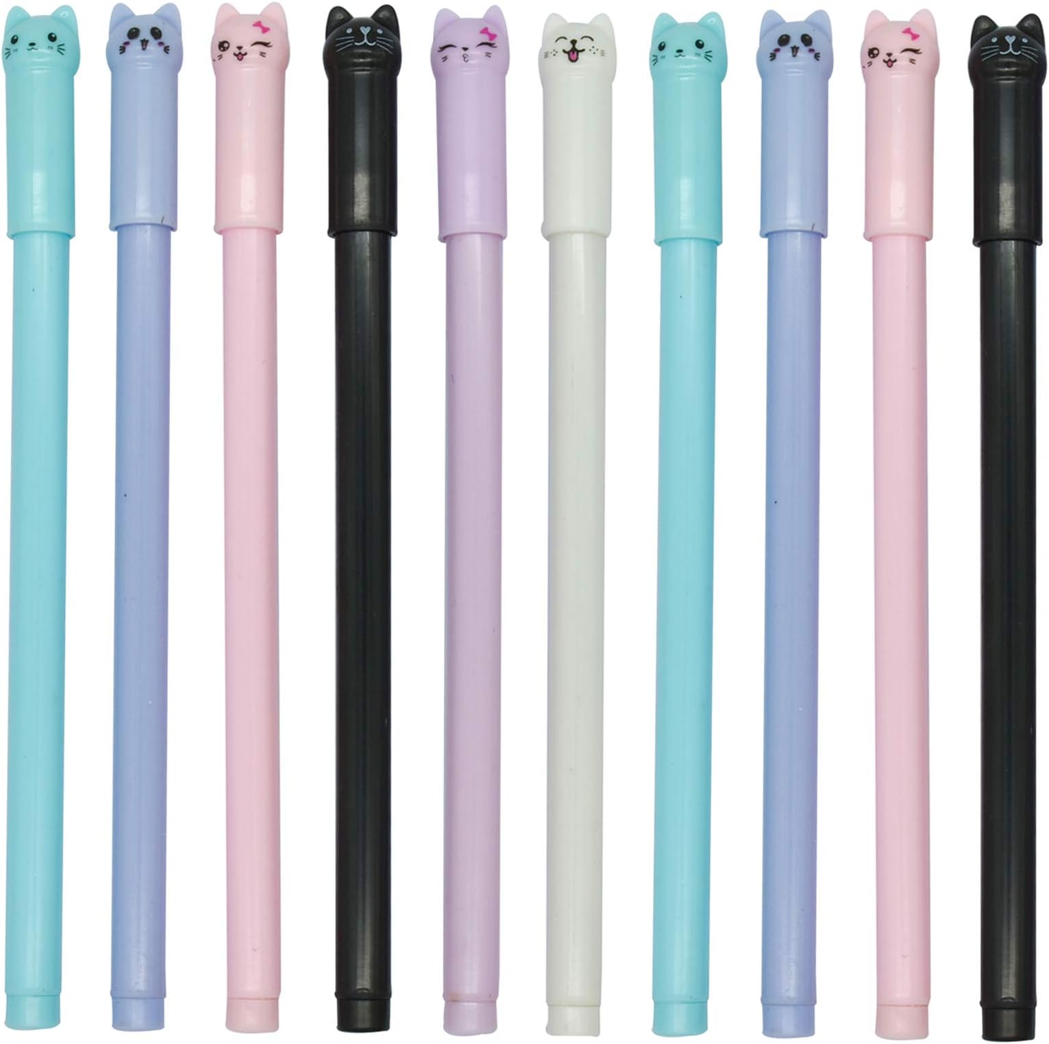 Amazon.com : 12 Pieces Cute Cat Pen 0.5 mm Gel Pens Black Ball Point ...