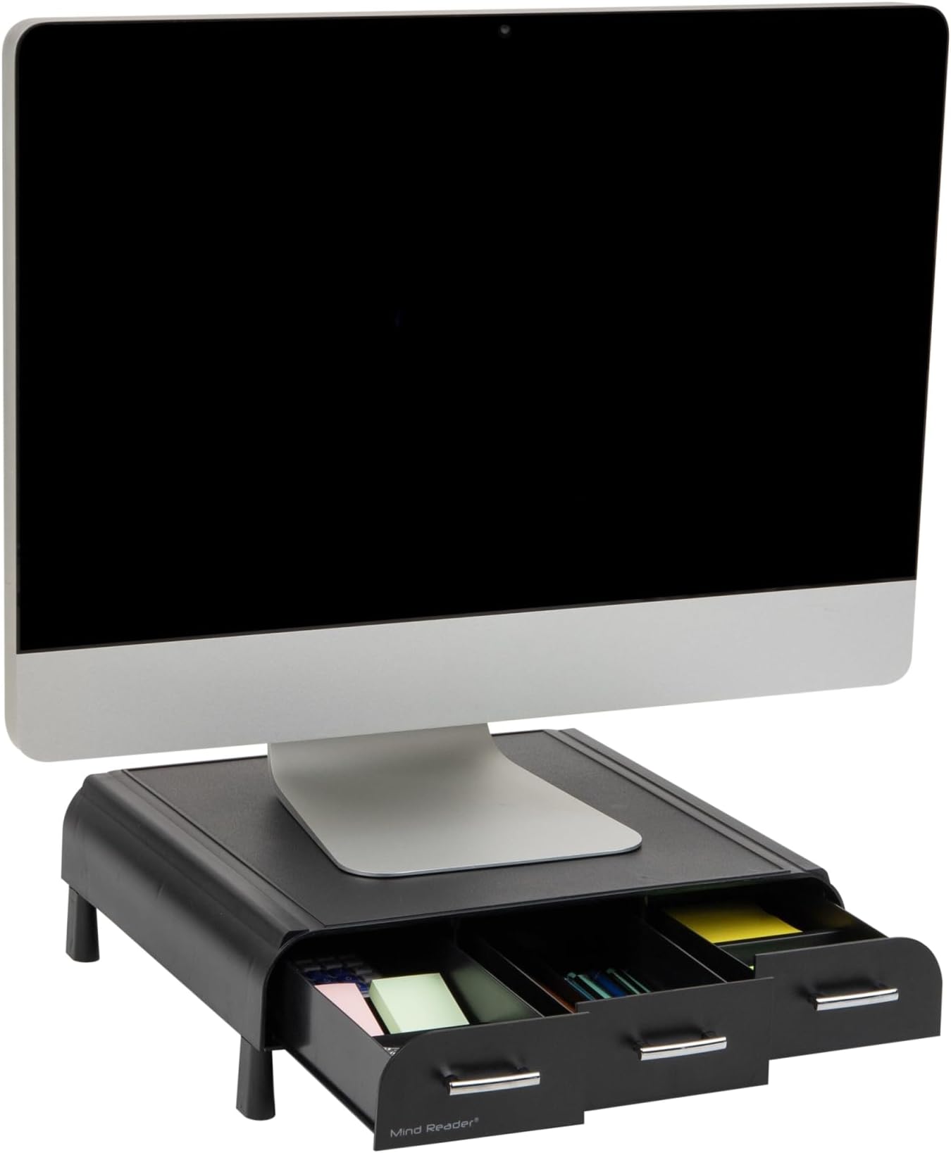 SoBuy Monitor Stand, Monitor Riser, Desk Organiser with Drawers, Black ...