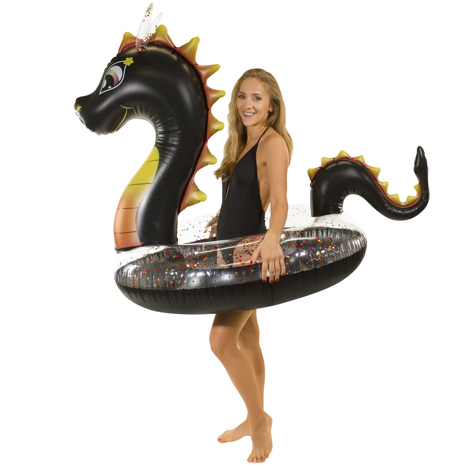 Amazon.com: PoolCandy Inflatable Glitter Dragon 48inch Pool Tube with ...