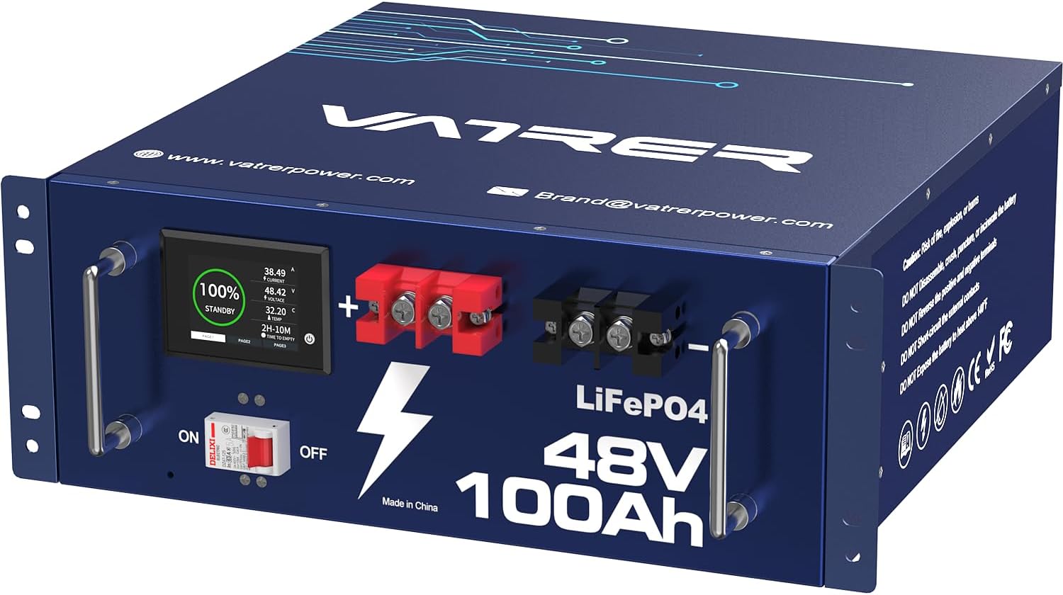Amazon.com: VATRER POWER 48V 100AH Lithium LiFePO4 Battery, Built-in ...