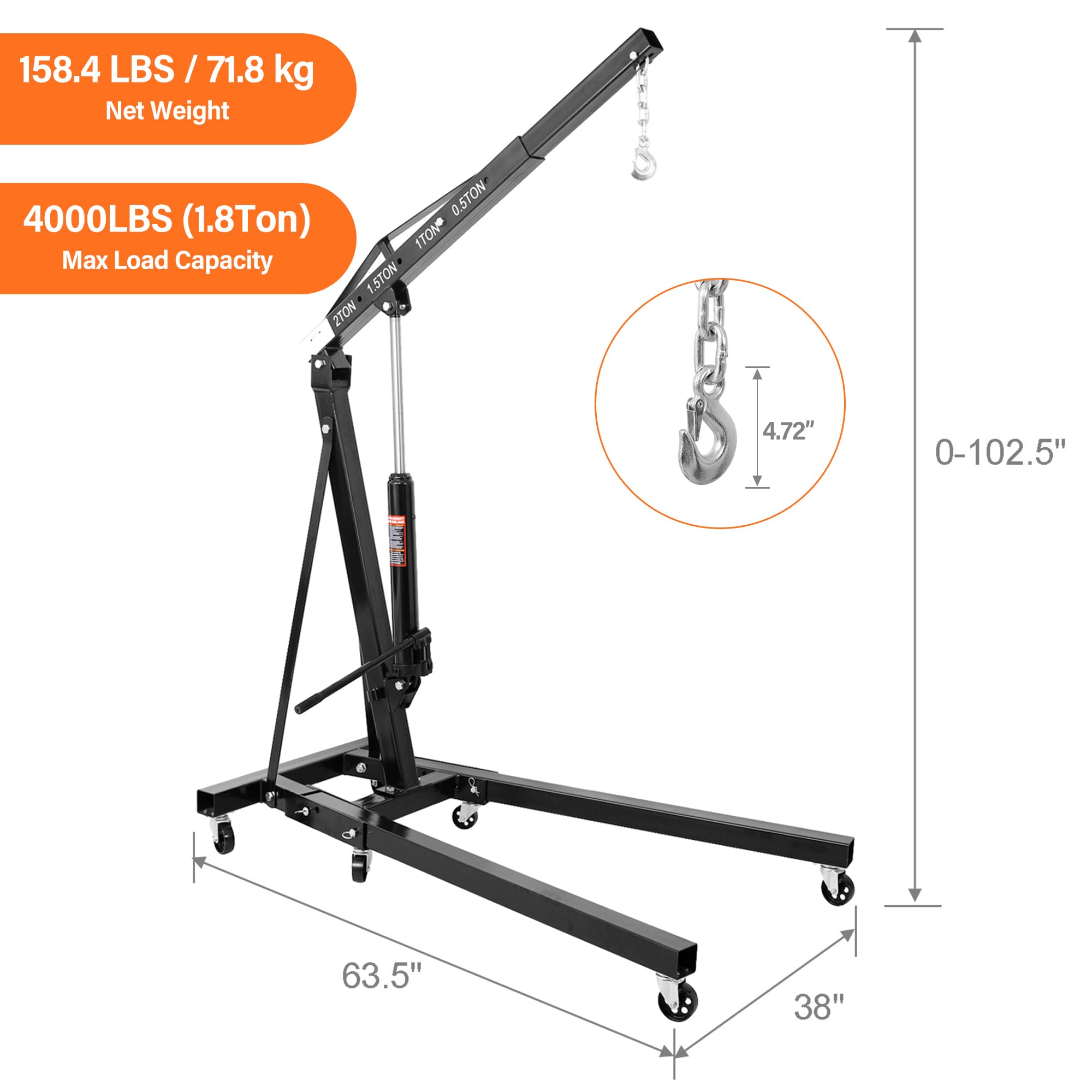 2 Ton Engine Hoist Dimensions